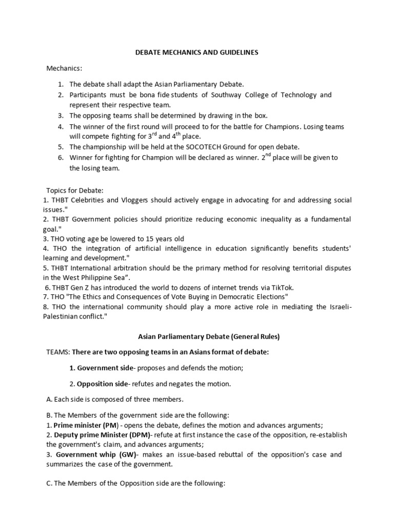 Debate Mechanics and Guidelines Debate | Download Free PDF | Argument