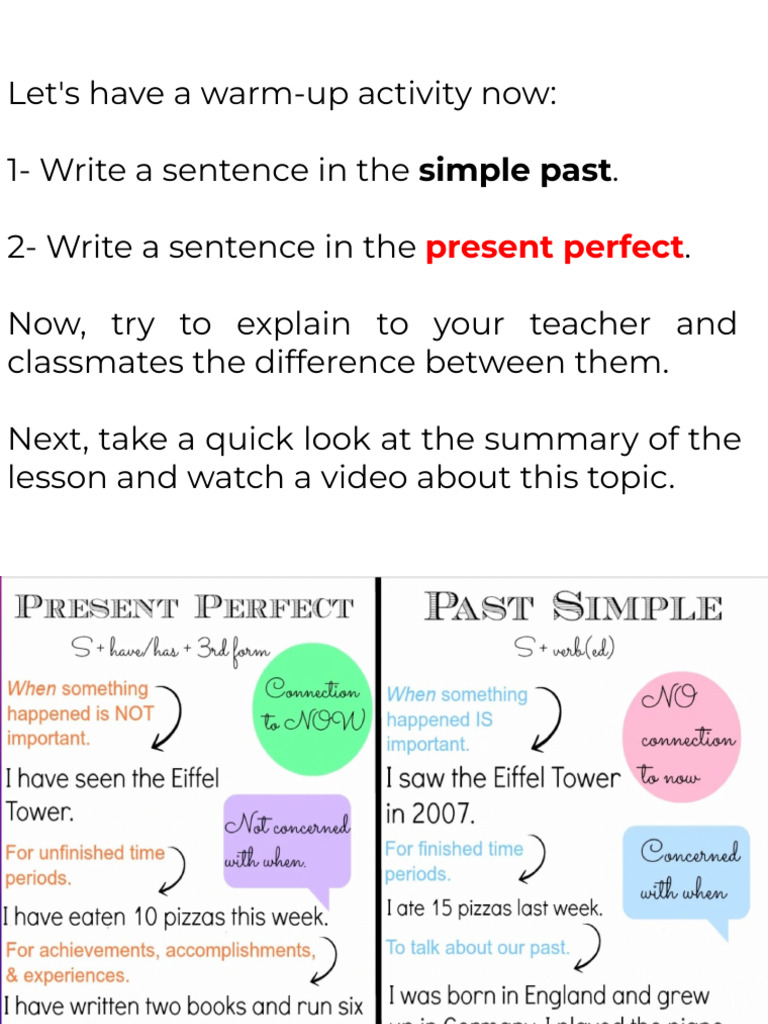 Simple Past or Present Perfect | PDF | Perfect (Grammar) | Grammatical ...
