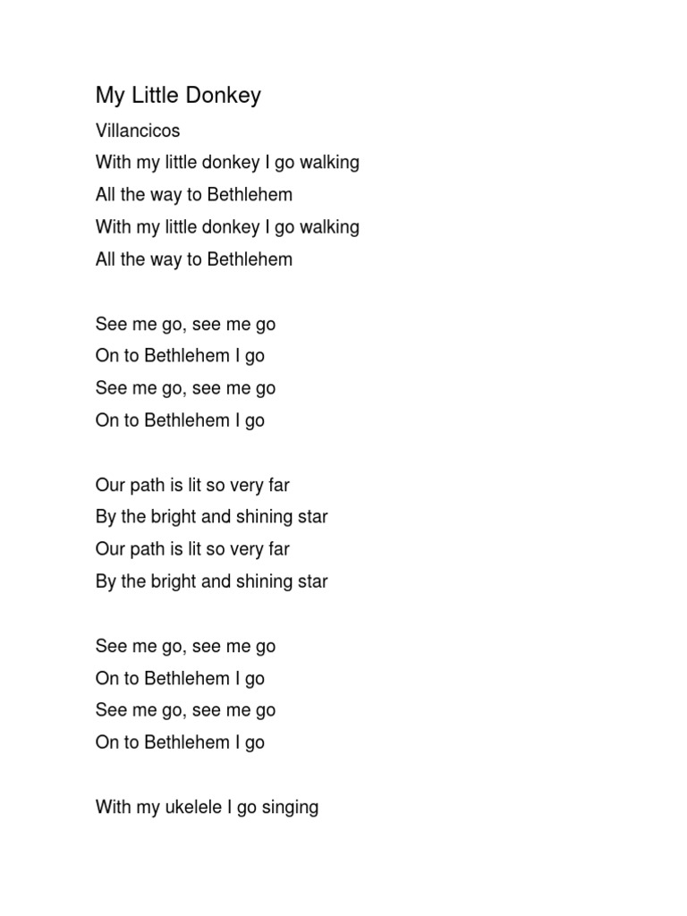 My Little Donkey Lyrics - Enferm Tec Iv B - Ingles I - 28 11 2023 | PDF
