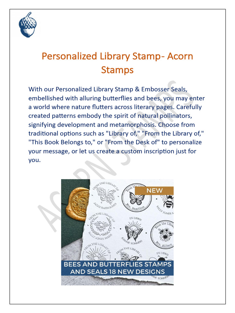 Personalized Library Stamp - Acorn Stamps | PDF