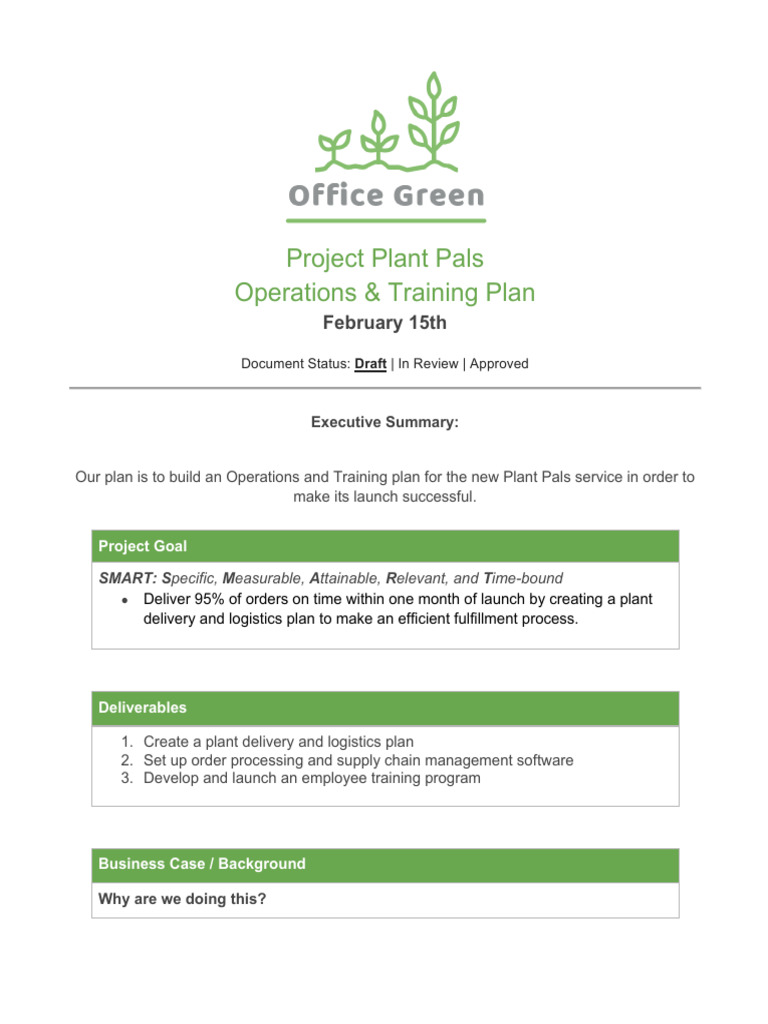 Plant Pals Project Charter | PDF | Supply Chain Management | Logistics