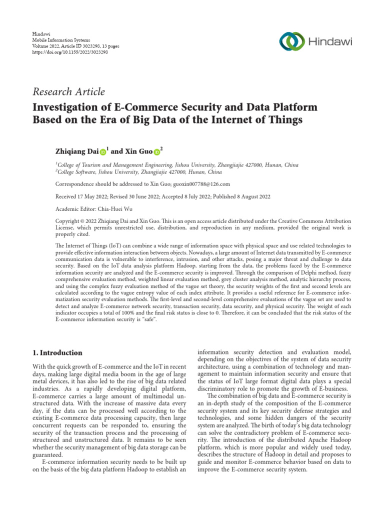 Investigation Of E Commerce Security And Data Platform Based On The Era Of Big Data Of The