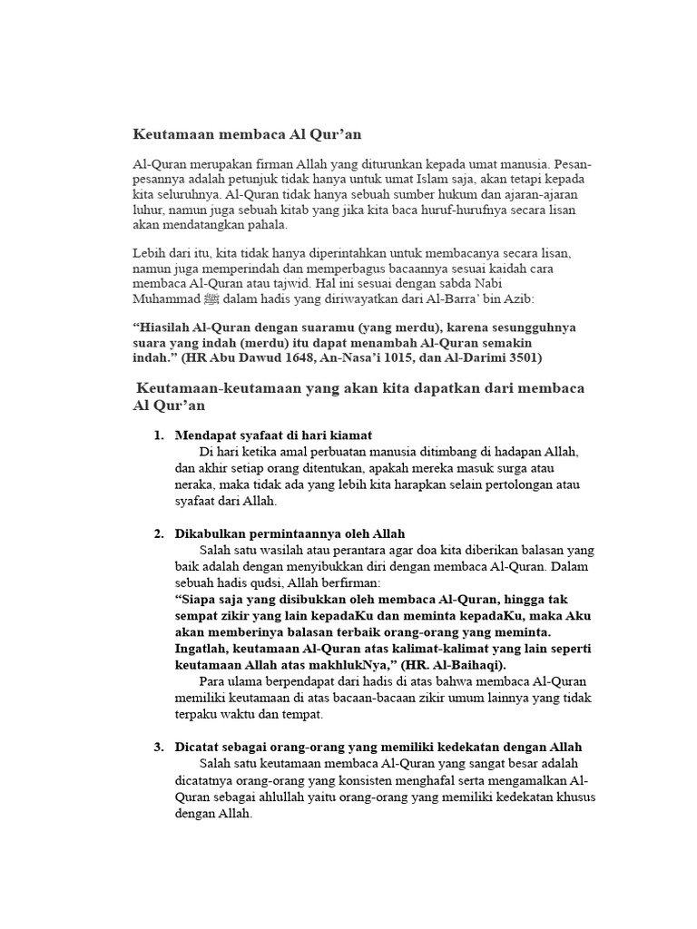 Keutamaan Membaca Al-Quran | PDF | Agama & Spiritualitas