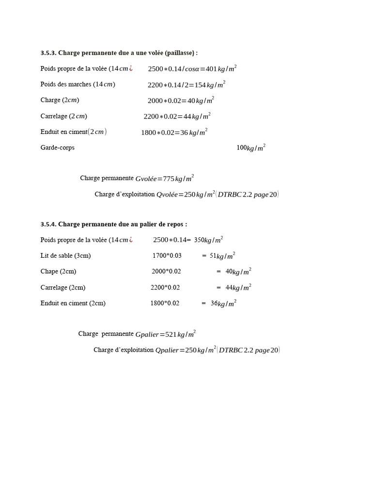 Calcul des charges et ferraillage d'escalier | PDF | Matériaux de ...