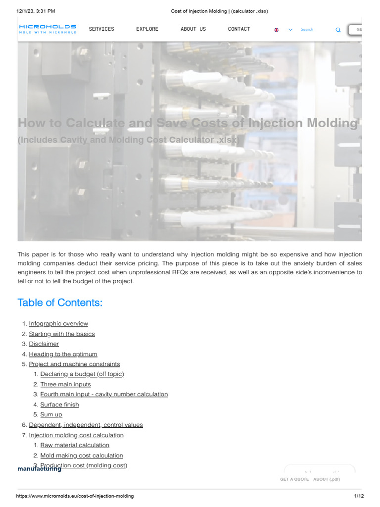 Injection Molding Cost Guide | PDF | Cost | Mathematical Optimization