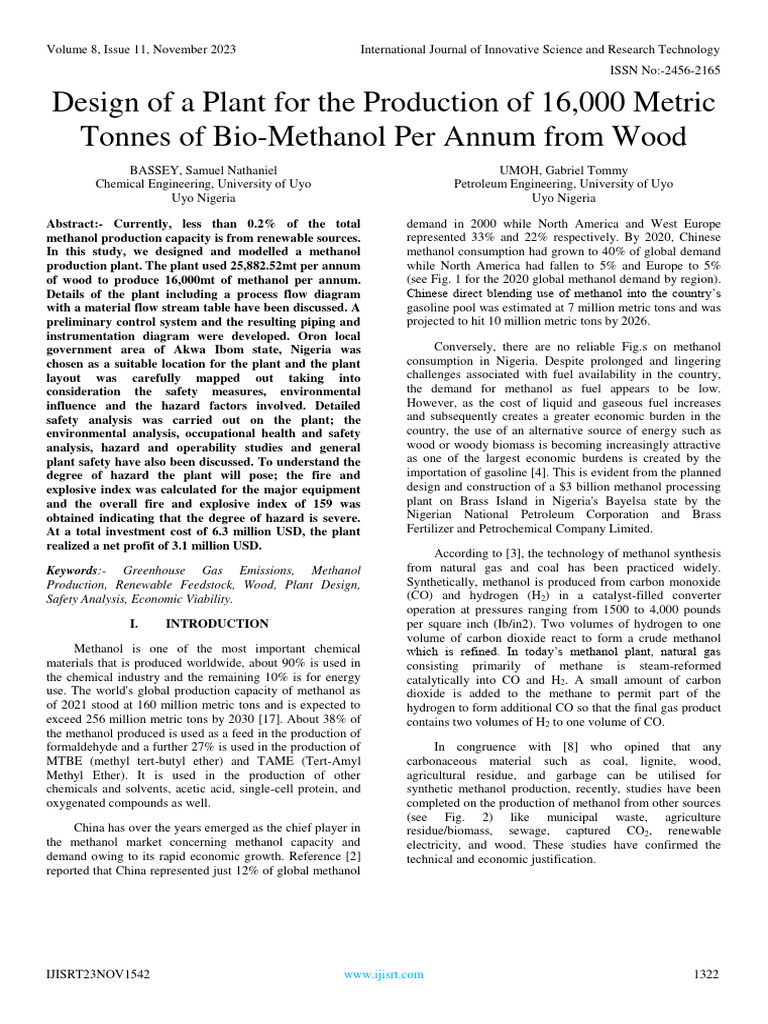 Design of A Plant For The Production of 16,000 Metric Tonnes of Bio ...