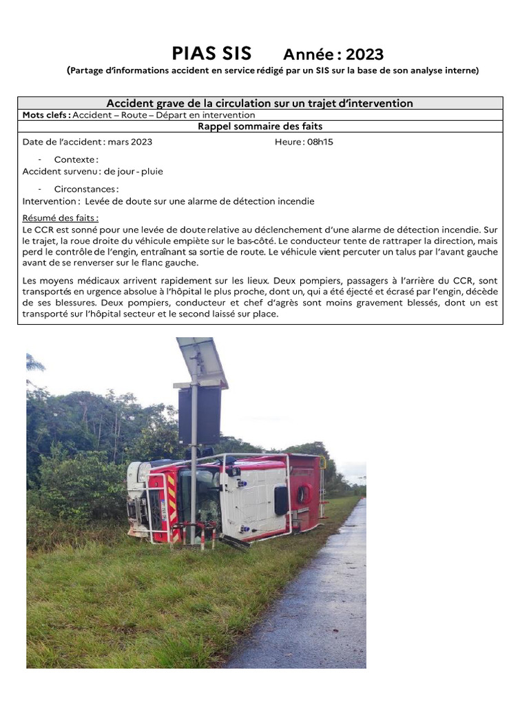 PIAS SIS 2023 Renversement Mortel CCR | PDF