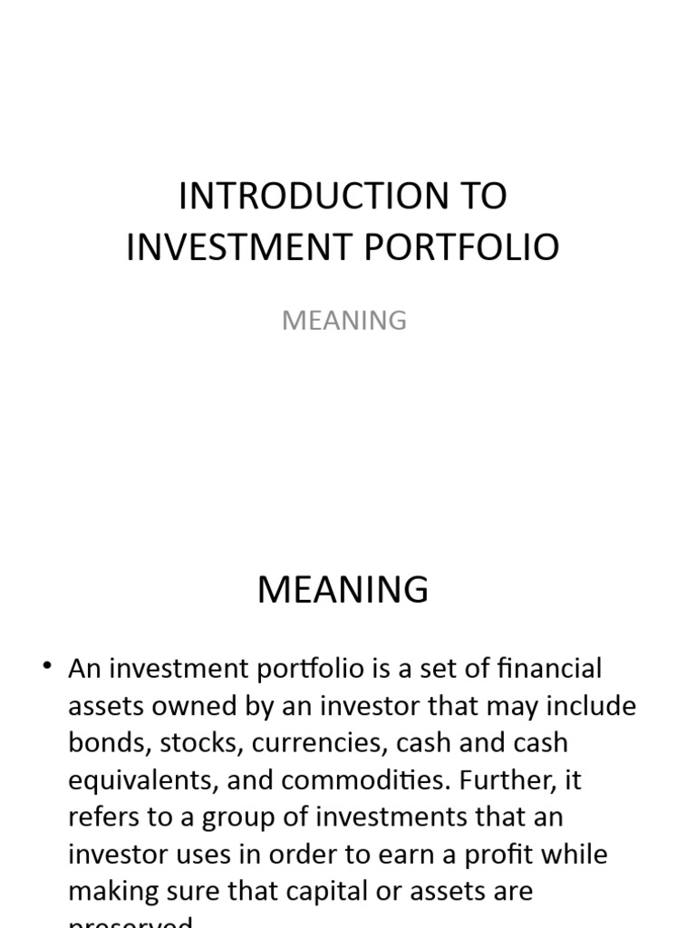 Introduction To Investment Portfolio | PDF | Investing | Stocks