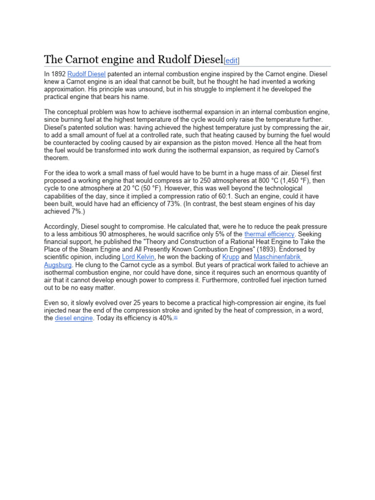 Carnot and Diesel Engine | PDF | Vehicle Technology | Mechanical Engineering