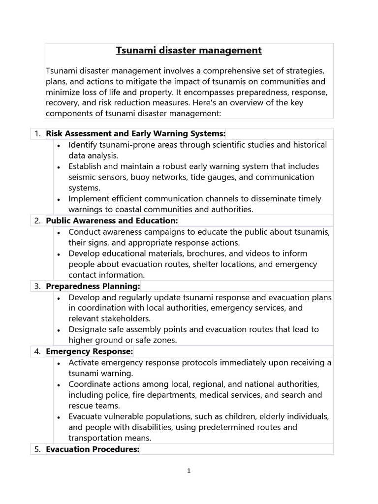 5 Tsunami, Cyclone & Earthquake Disaster Management | PDF | Emergency ...