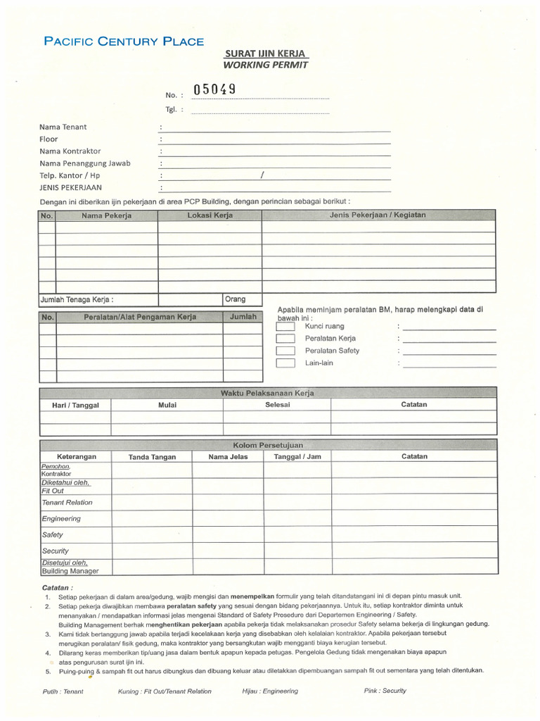 Blank Form Working Permit | PDF