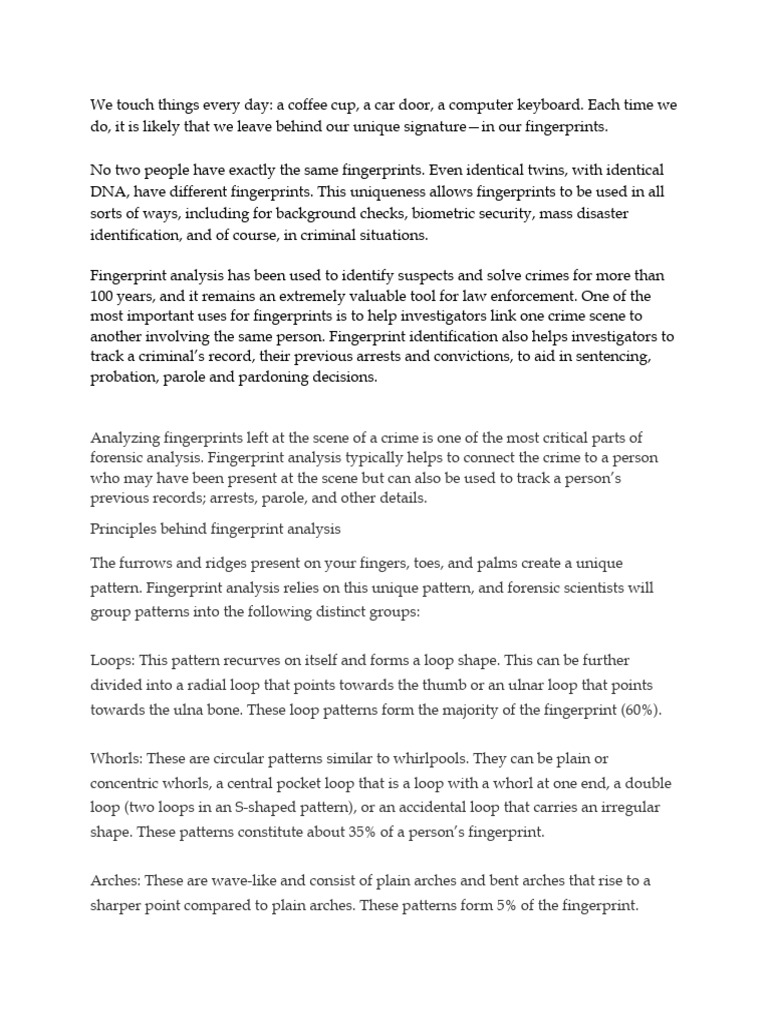 We Touch Things Every Day | PDF | Fingerprint | Forensic Science