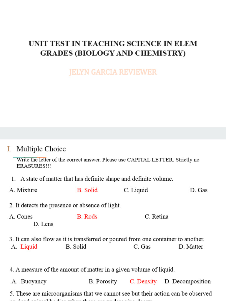 Teaching-Science-In-Elem-Grades-Biology-And-Chemistry (Reviewer) Jelyn | PDF | Decomposition ...
