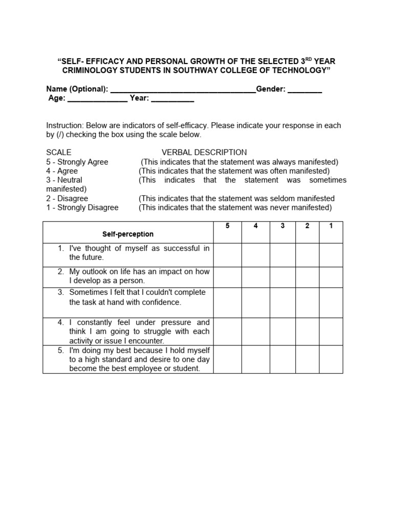 Modified Questionnaire | Download Free PDF | Self Awareness ...