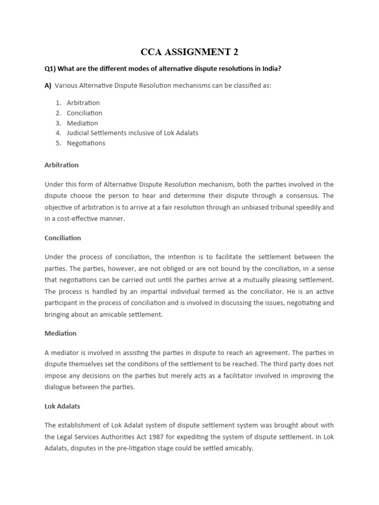 Cca Assignment 2 | PDF | Alternative Dispute Resolution | Mediation