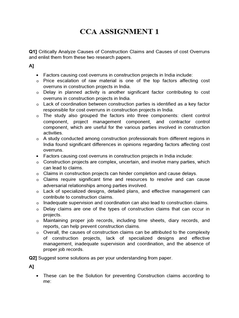 Cca Assignment 1 | PDF | Risk Management | Mediation