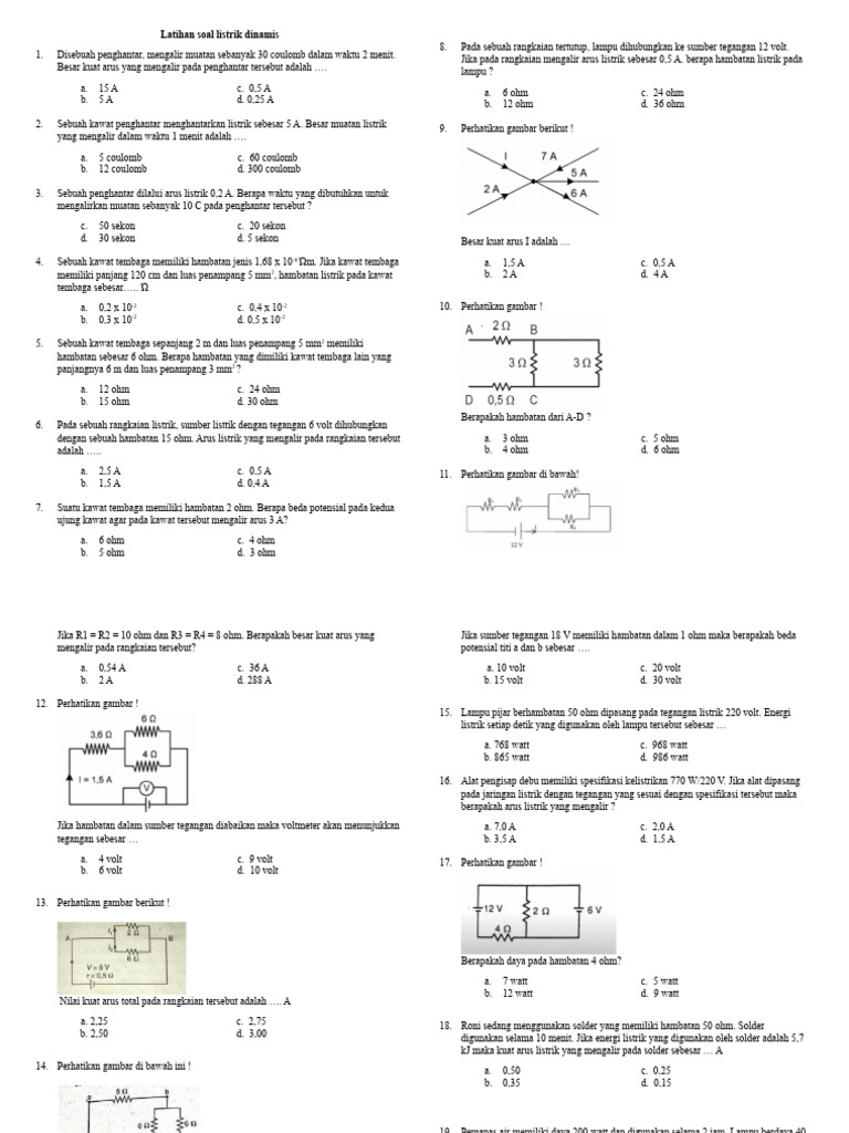 Latihan Soal Listrik Dinamis | PDF