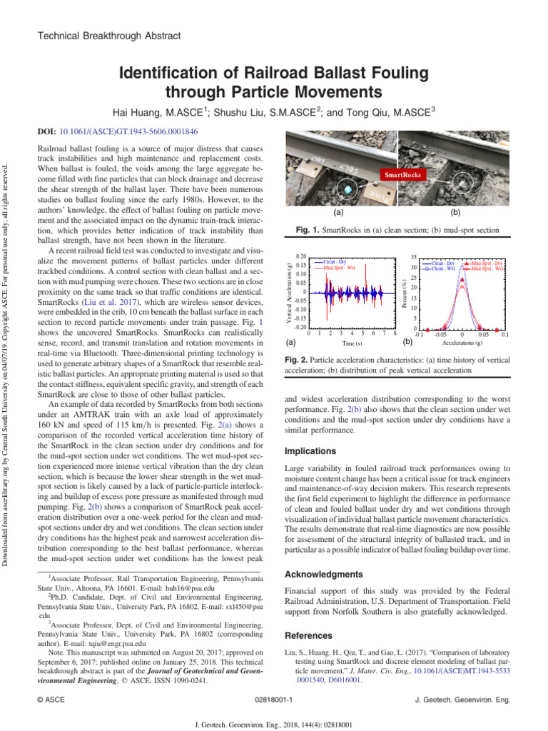 Identification of Railroad Ballast Fouling Through Particle Movements | PDF | Applied And ...
