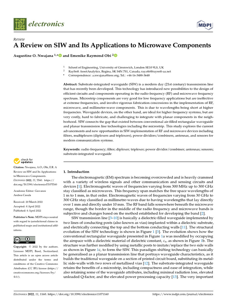 A Review On SIW and Its Applic | PDF | Electronics | Electromagnetic Spectrum