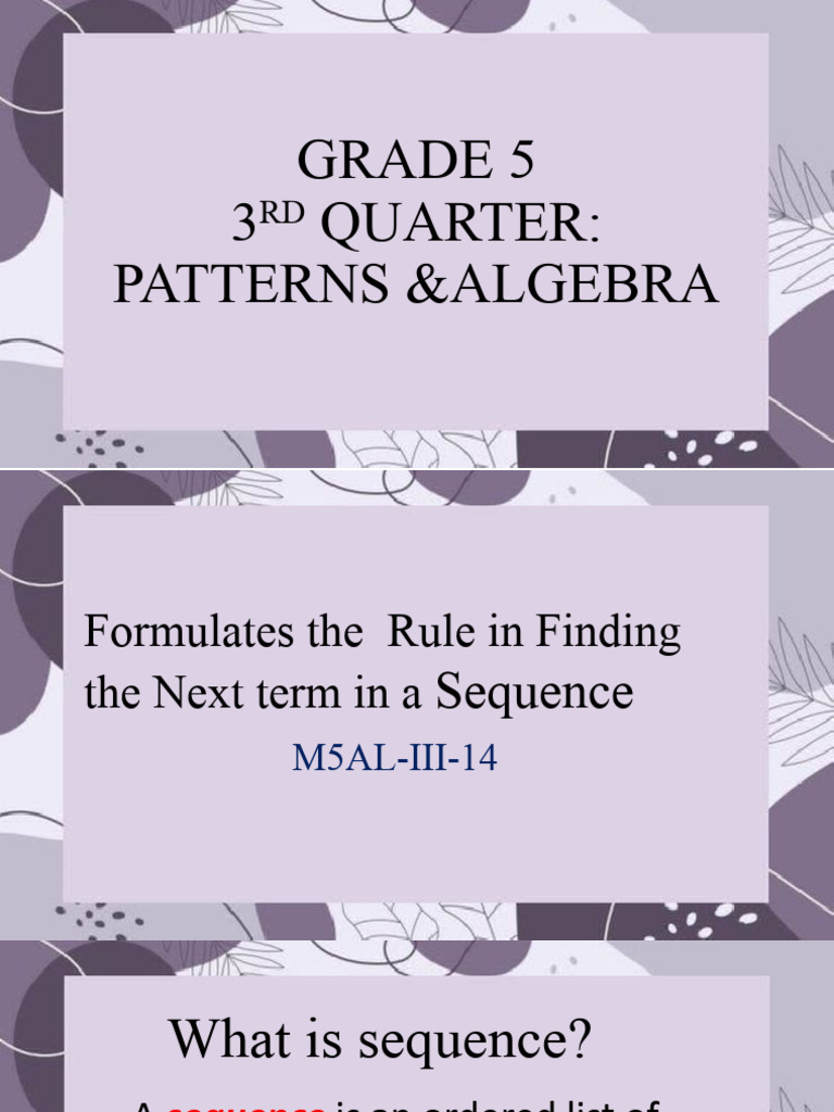 Grade 5 Patterns and Algebra Guide | PDF | Teaching Methods & Materials