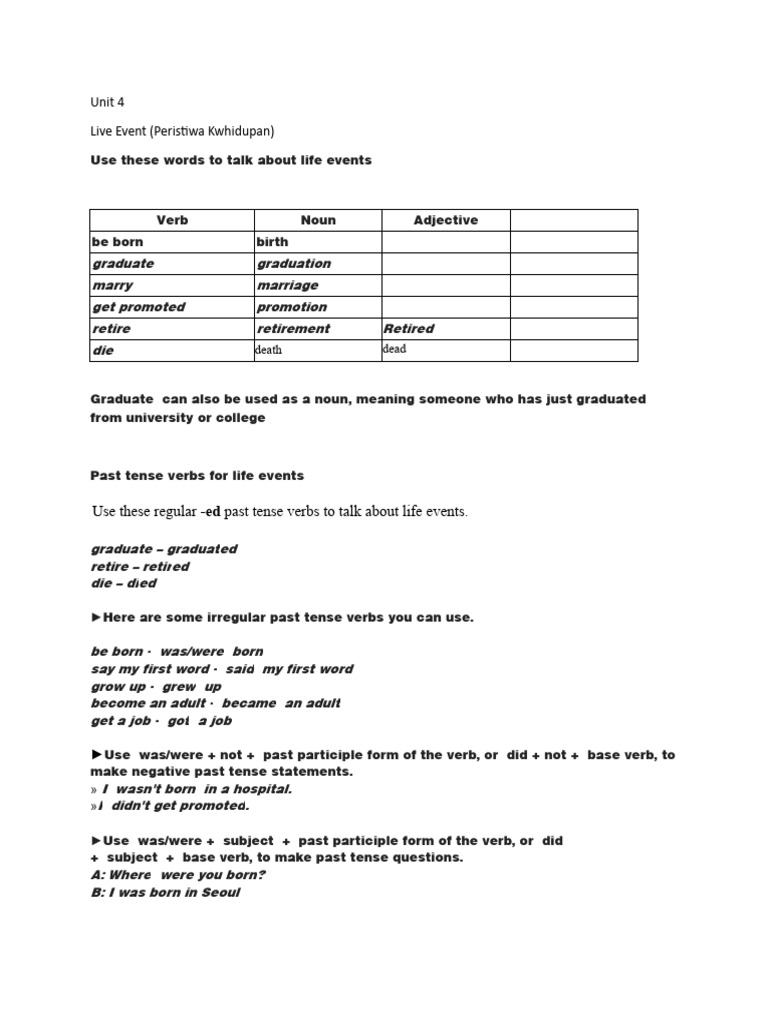 Unit 4 | PDF | Verb | Grammatical Tense