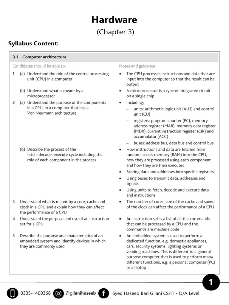 Olevels Computer Science Chapter 3 | PDF | Central Processing Unit | Qr ...
