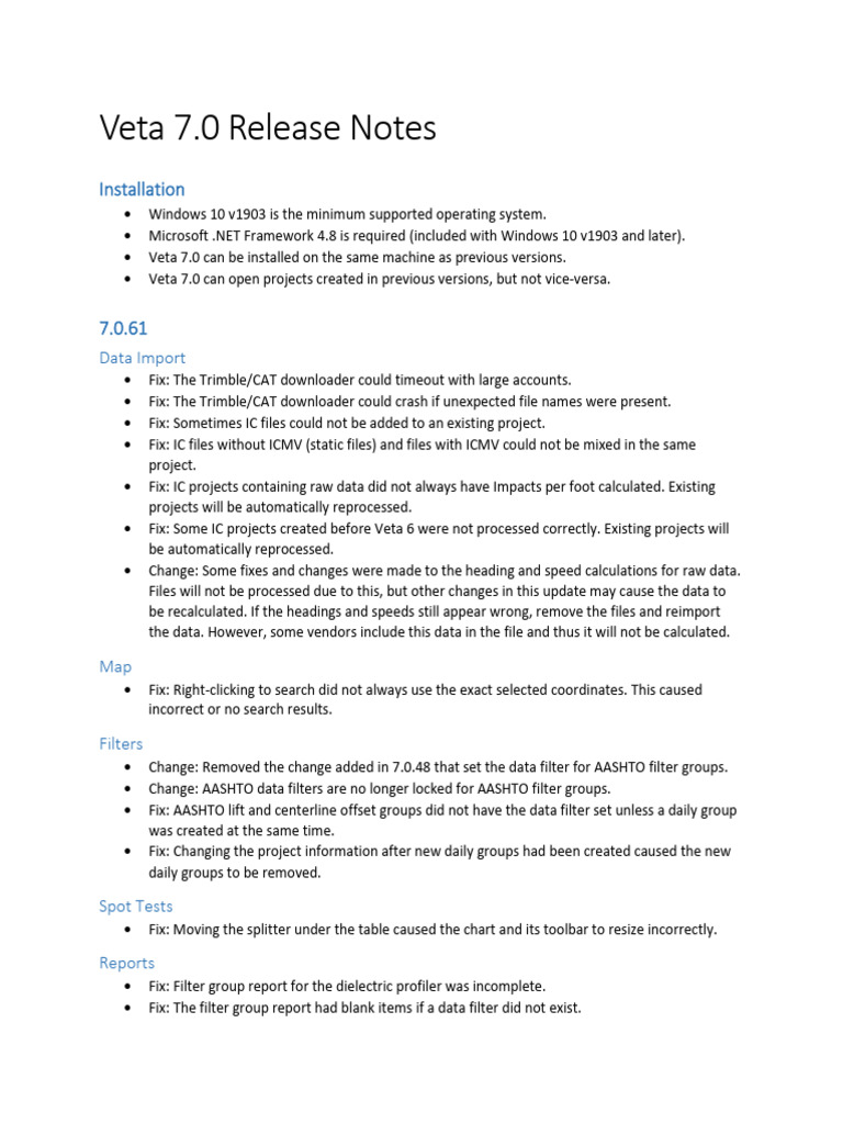 Veta 7.0 Release Notes | Download Free PDF | Microsoft Excel | Windows 10