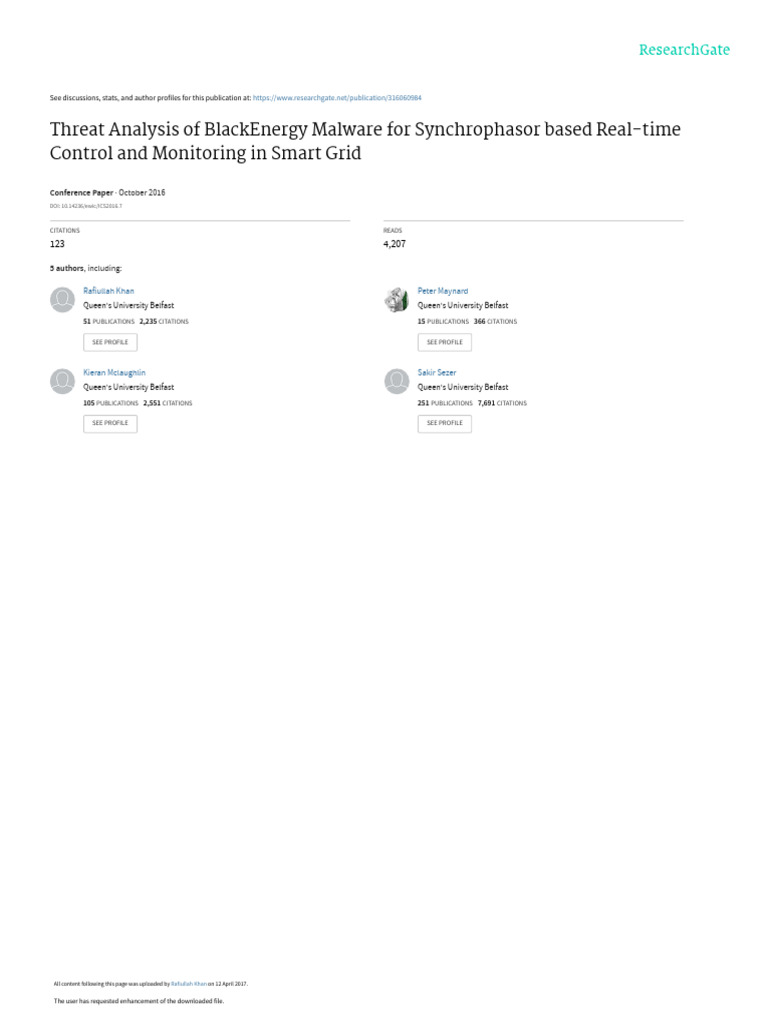 2016 Threat Analysisof Black Energy Malwarefor Synchrophasorbased | PDF ...