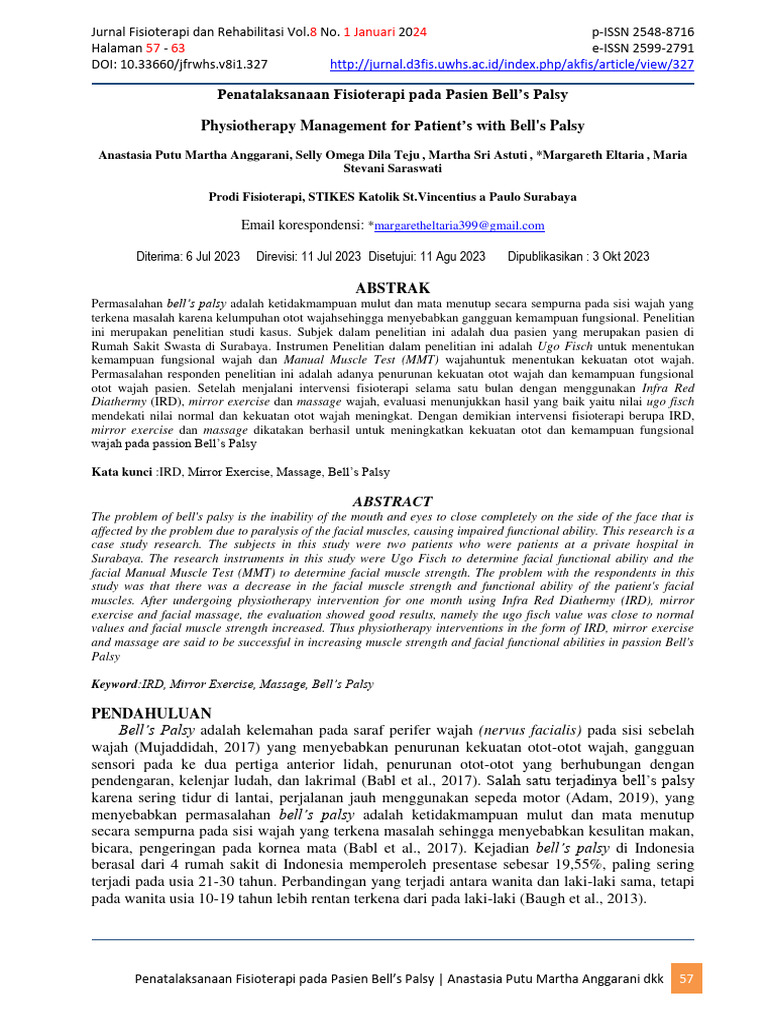 Fisioterapi dan Mirror Exercise Bell's Palsy | PDF | Sains & Matematika