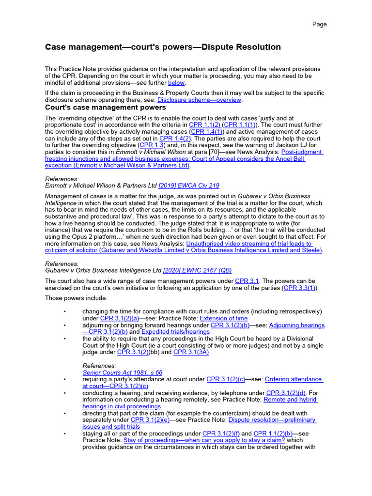 Court Case Management Powers Explained | PDF | Lawsuit | Judgment (Law)
