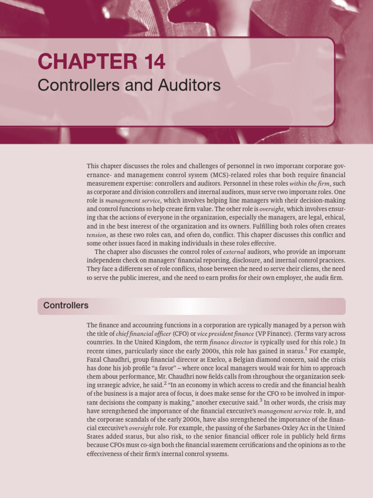 CH14-Controllers and Auditors | PDF | Audit | Internal Audit