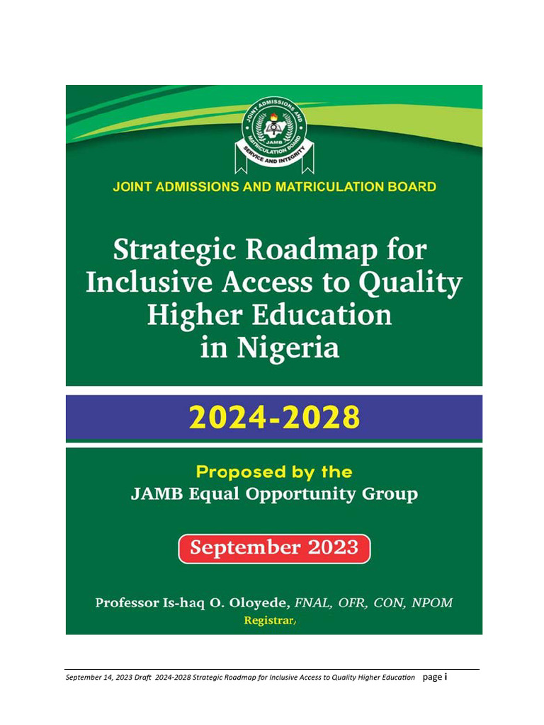 FINAL-2024-2028 Strategic Roadmap For Inclusive Access To Quality Higher Education-Octob | PDF ...