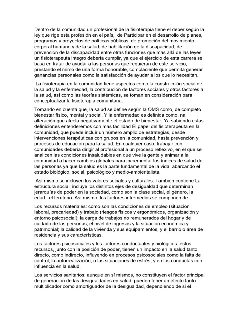 Rol Del FT | PDF | Terapia física | Desigualdad social