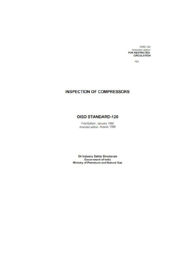 OISD-120 - Inspection of Compressor | PDF