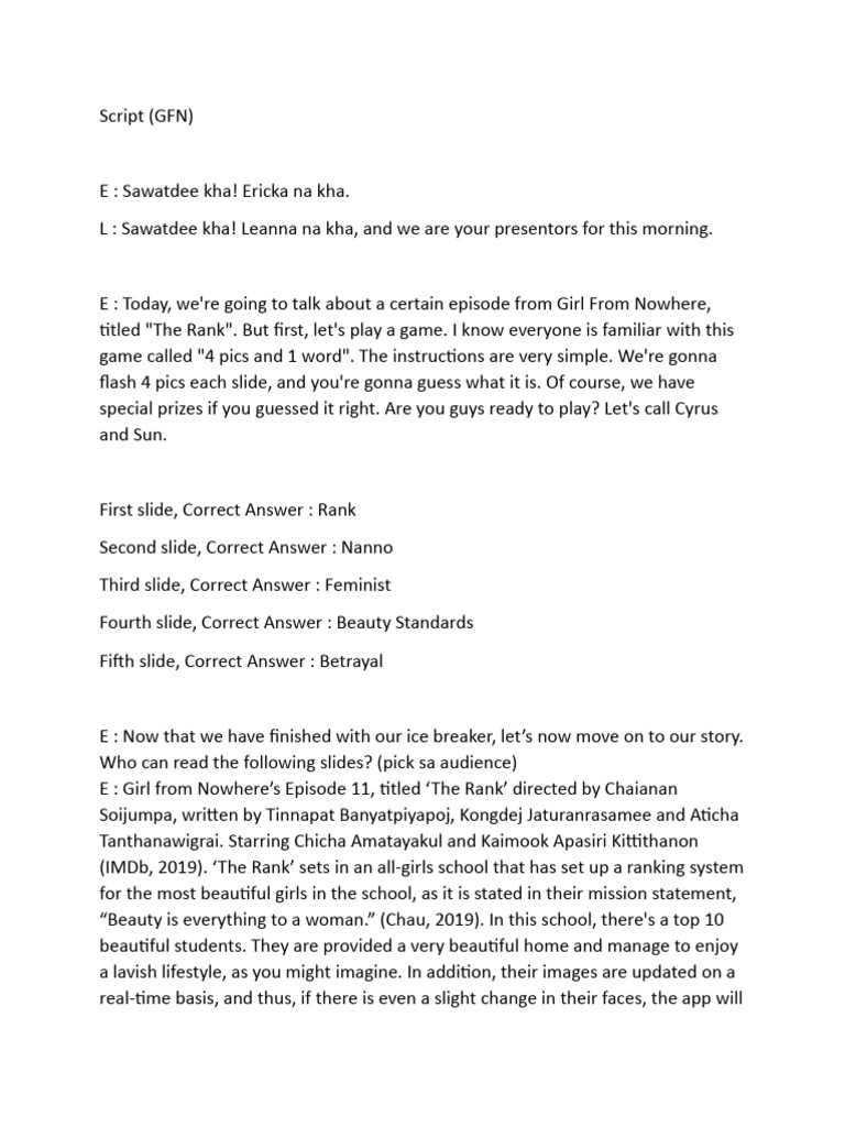 Script | PDF | Gender Studies | Feminism