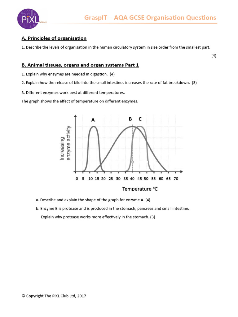 AQA Biology Organisation GraspIT GCSE - Reusable Worksheet | PDF ...
