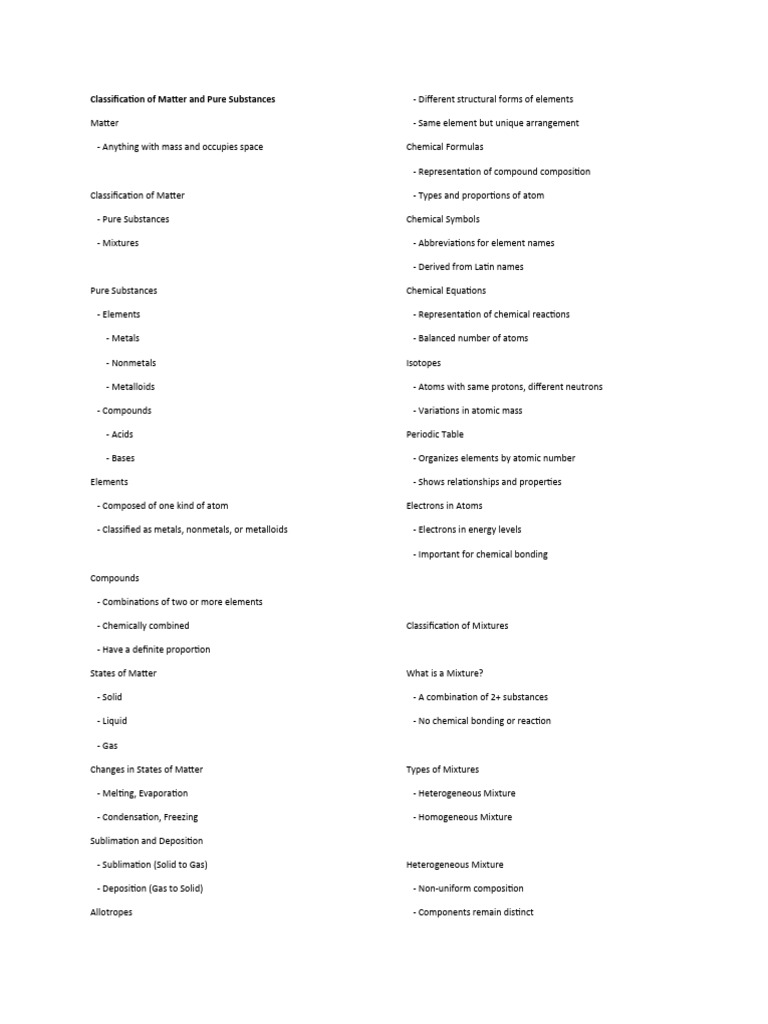 Classification of Matter and Pure Substances | PDF | Mixture | Chemical ...