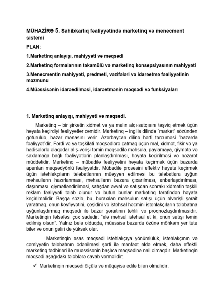 Sahibkarliq Movzu 5 | PDF