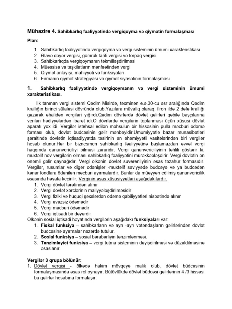 Sahibkarliq Movzu 4 | PDF