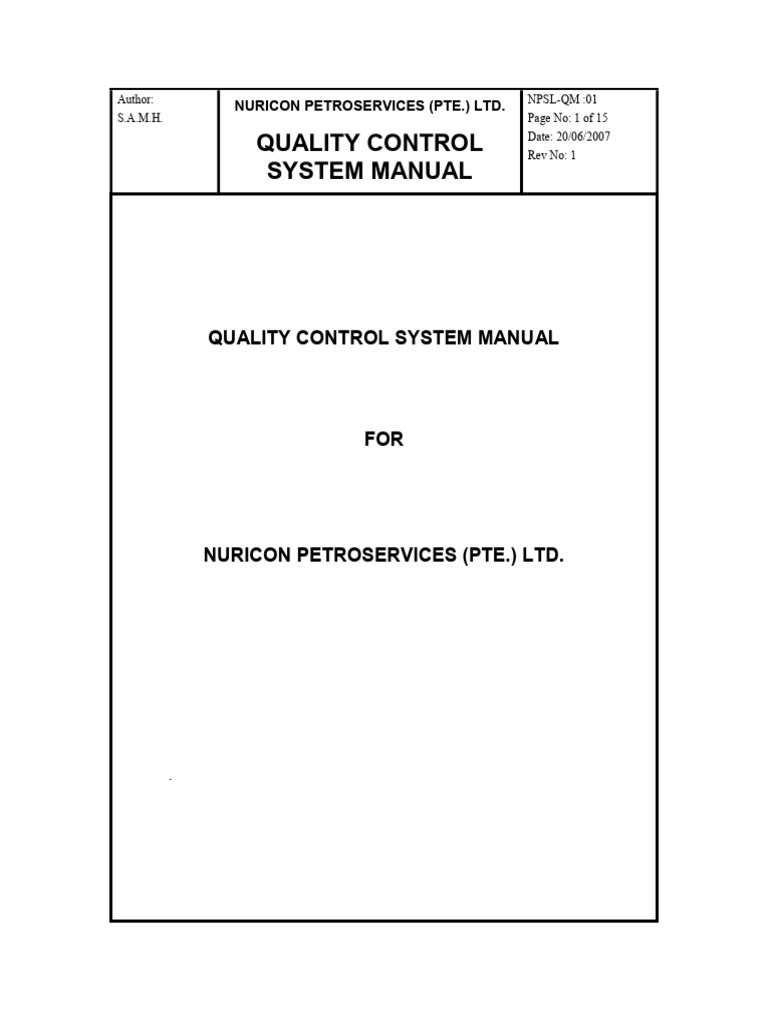 QC Manual | PDF | Calibration | Specification (Technical Standard)