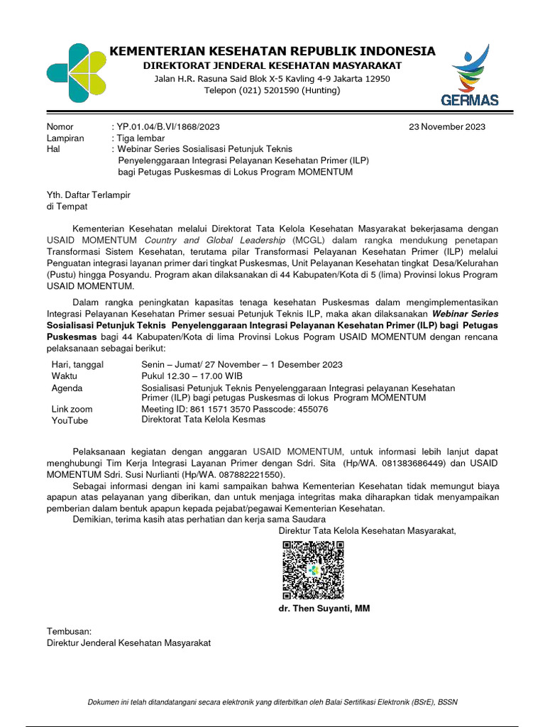 Undangan Peserta Webinar ILP Lokus Momentum | PDF | Kesehatan Holistik ...