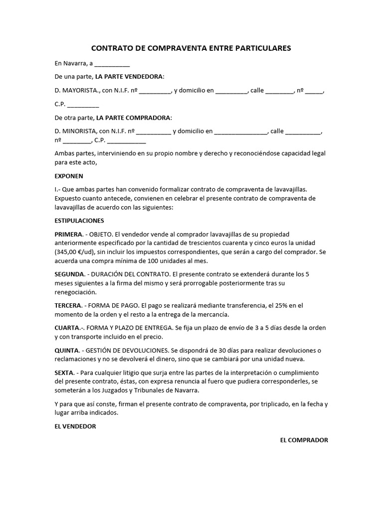 T7 Act 4 Contrato De Compraventa Entre Particulares Pdf