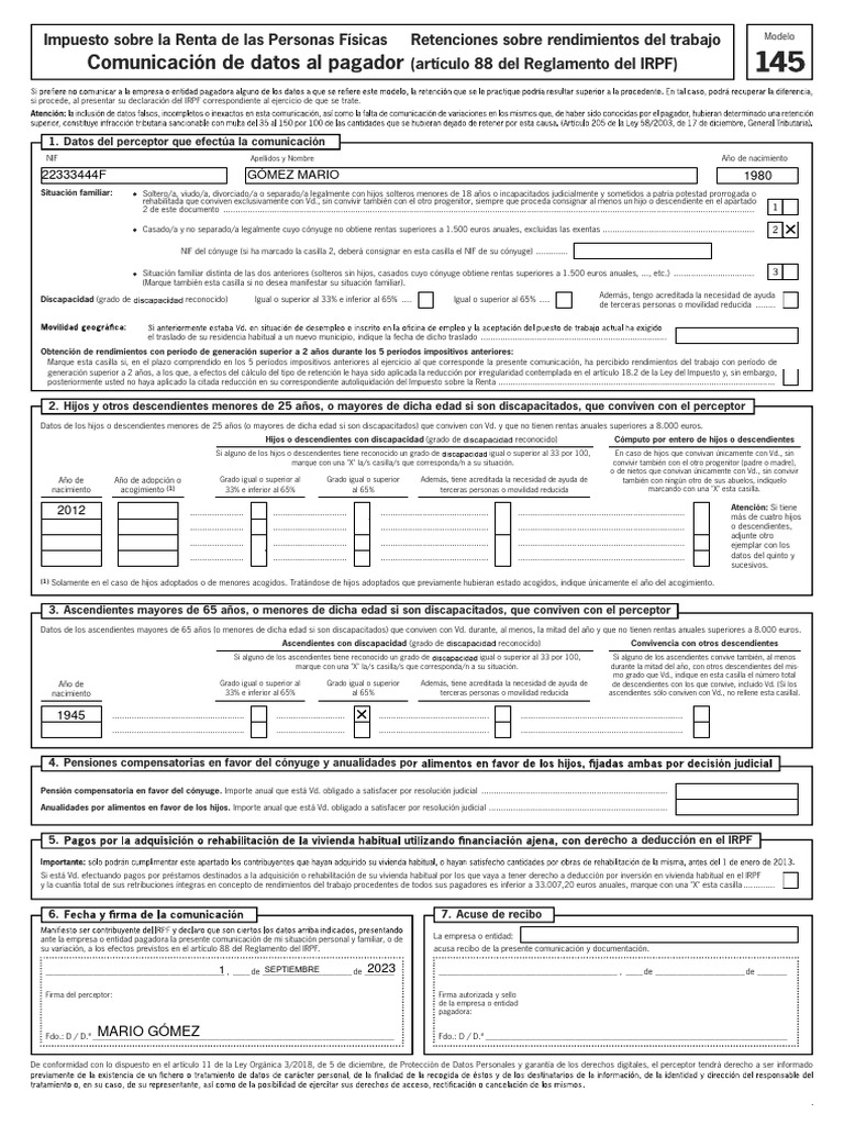 Modelo 145 Rellenable | PDF