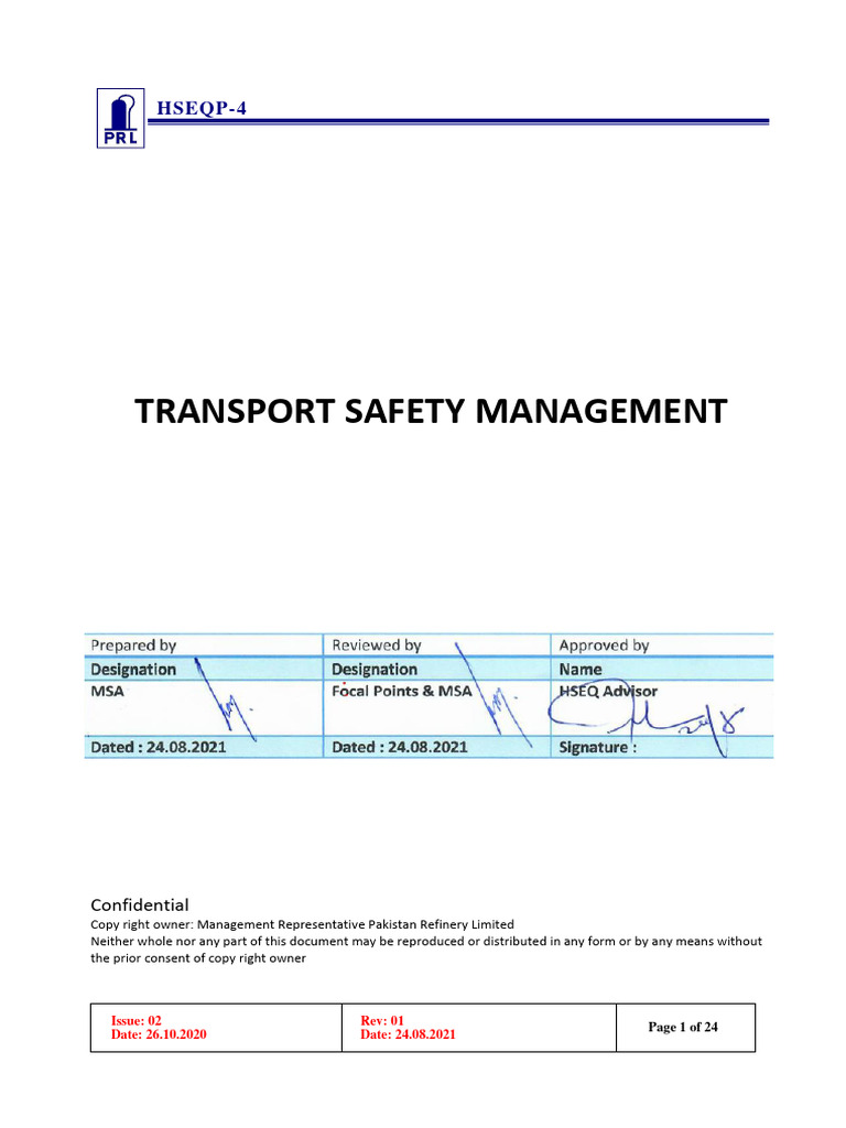 Transport Safety Management 2021 | PDF | Seat Belt | Road Traffic Safety