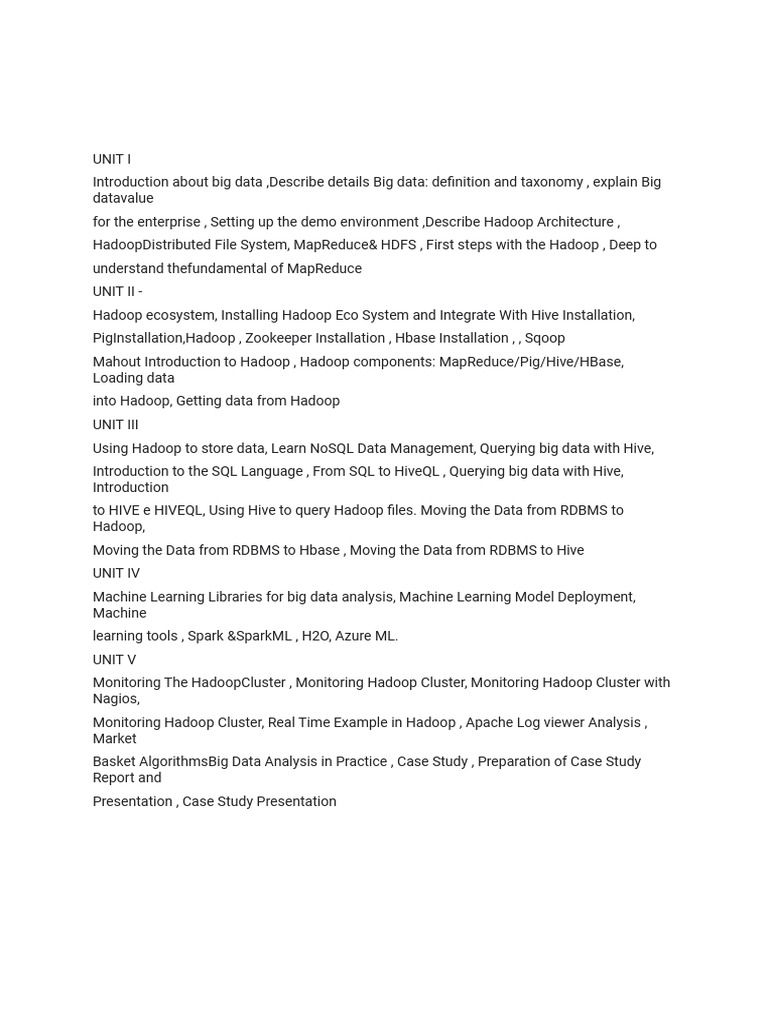 Bigdata and Hadoop | PDF | Apache Hadoop | Machine Learning