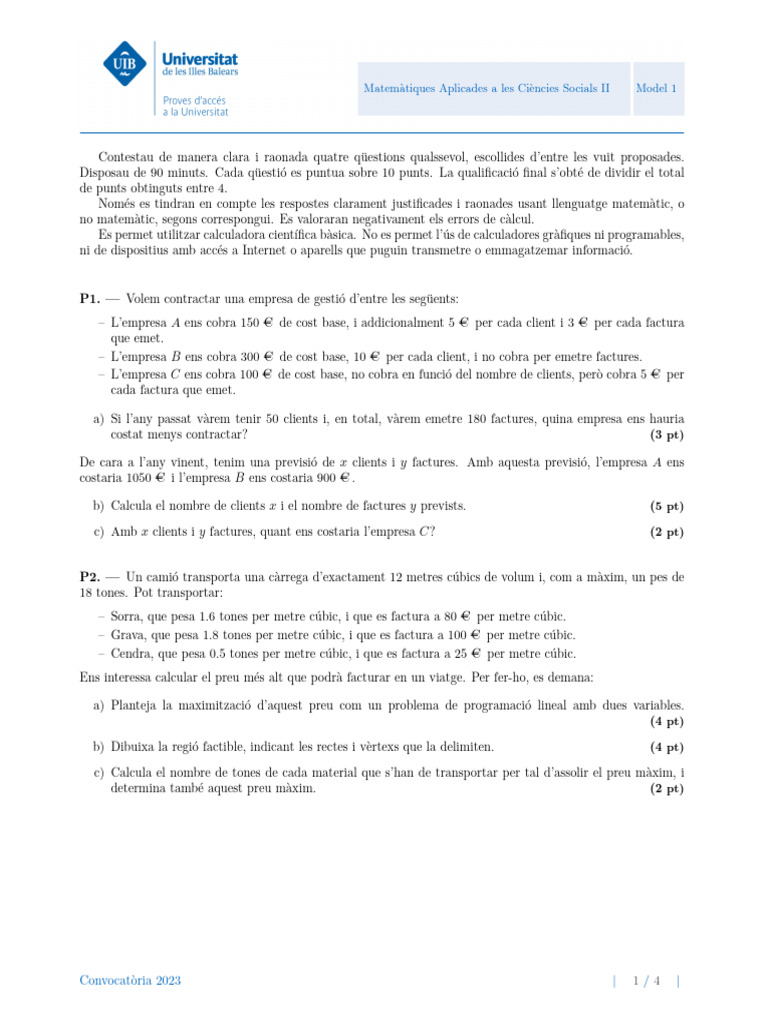 Enunciat Matemsocialsii Juny 2023 | PDF