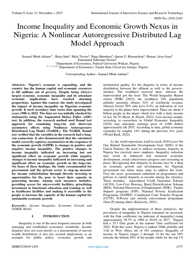 Nigeria's Income Inequality Impact | PDF | Economic Growth | Economic ...