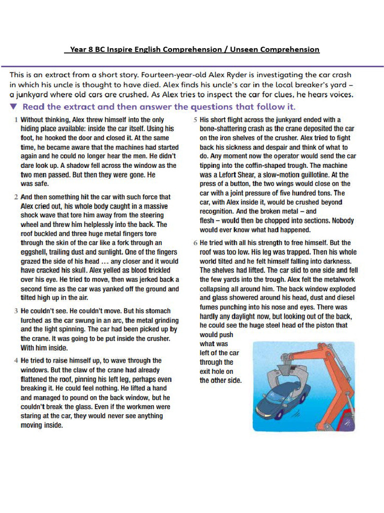 Year 8 BC Inspire English Comprehension | PDF | Thought