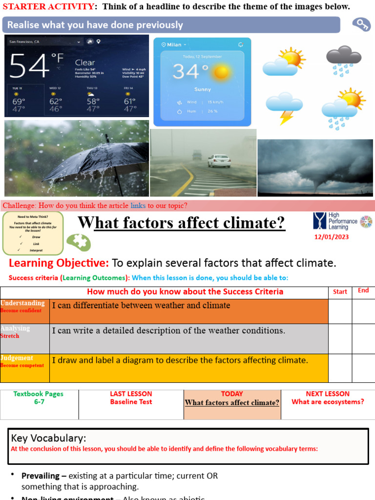 Year 8 - Topic 1 - What Factors Affect Climate | PDF | Earth | Wound