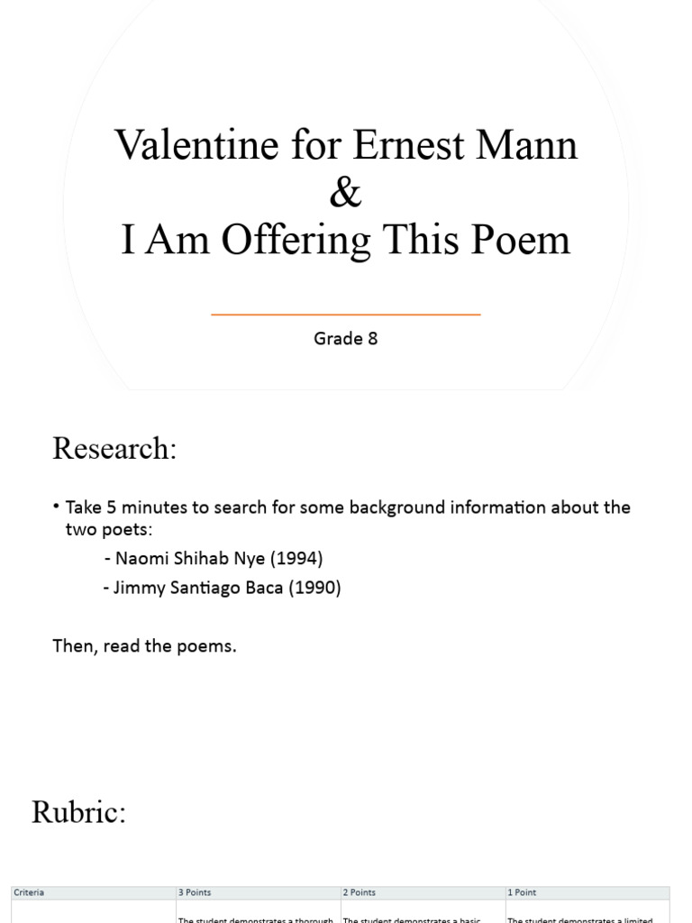 Valentine For Ernest Mann I Am Offering This Poem | PDF | Poetry ...